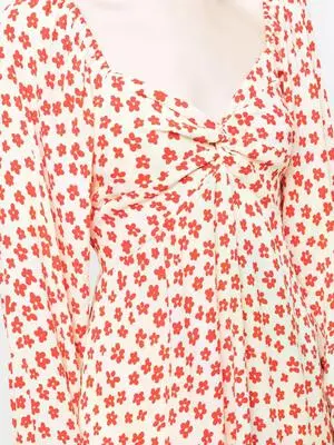 Faithfull The Brand Amias Floral Print Sweetheart Neck Mini Dress