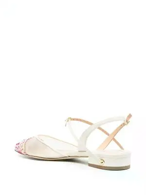 Jennifer Chamandi Vittorio Mesh Leather Slingback Point-toe Flats