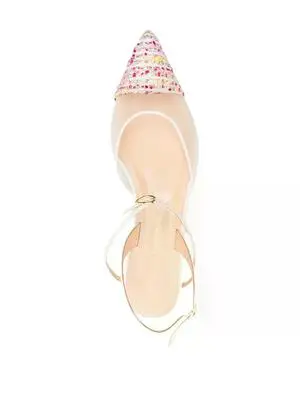 Jennifer Chamandi Vittorio Mesh Leather Slingback Point-toe Flats