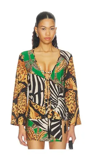 Farm Rio Open Front Blouse In . Also - Multi