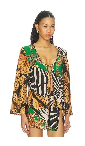 Farm Rio Open Front Blouse In . Also