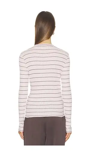 Vince Rib Stripe Long Sleeve Crew In . Also