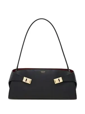 FERRAGAMO Hug E/w Leather Shoulder Bag - Black
