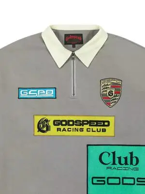 GODSPEED Patch-detail Quarter-zip Polo Shirt - Grey