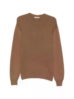 Canali Textured-knit Long-sleeve Sweater - Brown