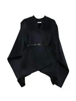 Max Mara Blanket-stitch Embroidered-logo Cape - Blue