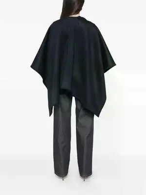 Max Mara Blanket-stitch Embroidered-logo Cape - Blue