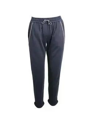 Brunello Cucinelli Monili-trim Drawstring Track Pants - Blue