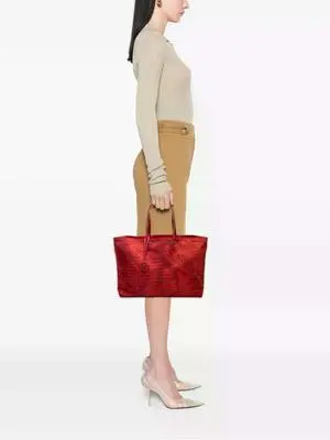 Bottega Veneta 2012-2026 Nylon Intrecciolusion Tote Bag - Red