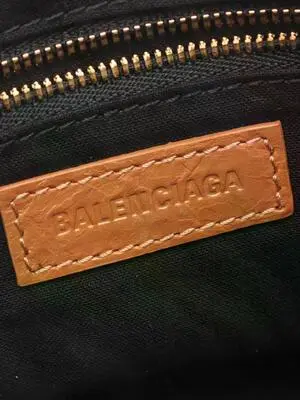 Balenciaga Small Lambskin Motocross Le City Satchel - Brown