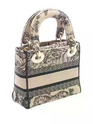 Dior 2000-2026 Mini Embroidered Canvas Toile De Jouy Lady D Lite Satchel - Neutrals