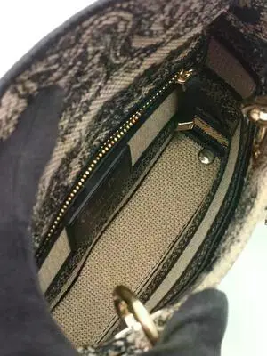 Dior 2000-2026 Mini Embroidered Canvas Toile De Jouy Lady D Lite Satchel - Neutrals