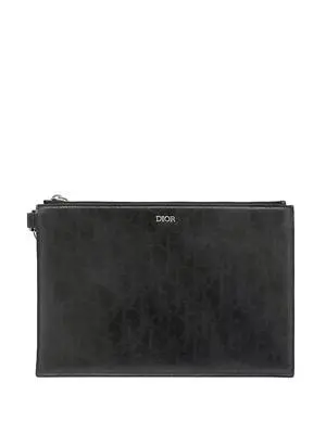 Dior 2020-2026 Oblique Perforated Calfskin Galaxy Wristlet Clutch Bag - Black