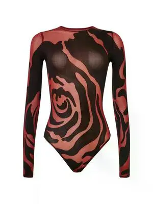 Wolford Rose Shadow Long-sleeved Bodysuit - Red