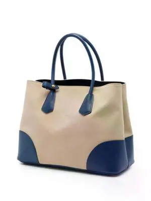 Prada 2010-2026 Large Canapa And Saffiano Double Satchel