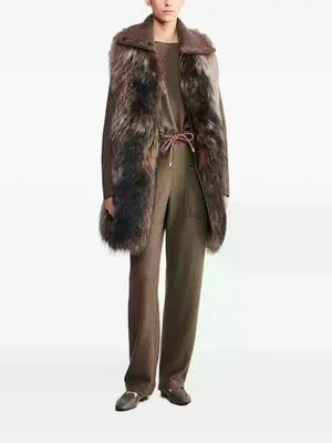 Giorgio Armani Round Neck Sweater With Center Seam Detail - Brown