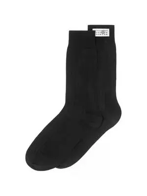 MAISON MARGIELA Ribbed Logo-patch Socks - Black