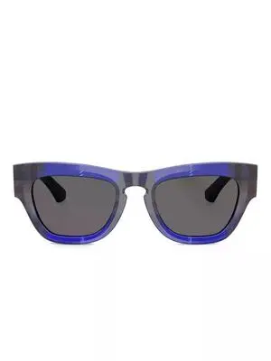 Burberry Check-pattern Square-frame Sunglasses - Blue