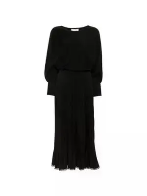 TWINSET Pleated Lace-trim Midi Dress