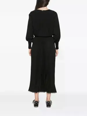 TWINSET Pleated Lace-trim Midi Dress
