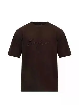 Emporio Armani Embroidered-logo Short-sleeve T-shirt - Brown