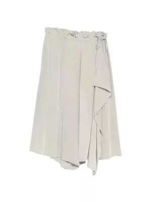 Y’s Gathered Crepe-de-chine Trousers - Grey