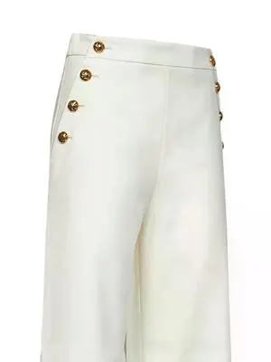 Max Mara Button-detail Wide-leg Trousers - Neutrals