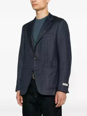 Canali Herringbone-weave Notched-lapel Blazer