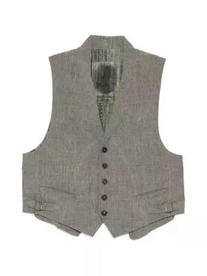 ZIGGY CHEN Checked Waistcoat - Grey