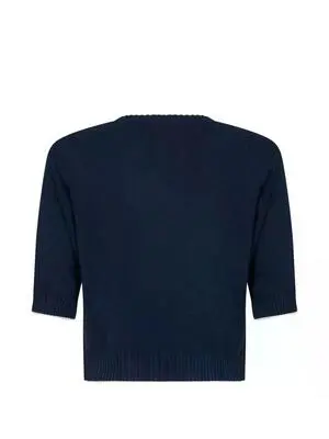 Max Mara Slogan-embroidered Short-sleeve Sweater - Blue