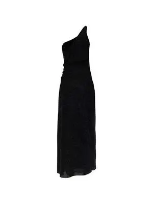 Oseree One-shoulder Metallic-effect Midi Dress