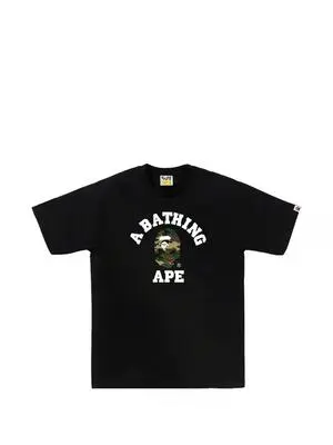 A BATHING APE Glitch Woodland Camo College T-shirt - Black