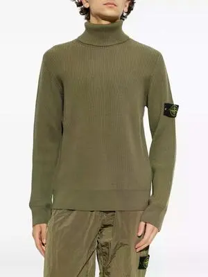 Stone Island Ribbed-knit Roll-neck Sweater - Green
