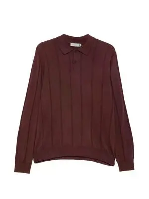 Canali Ribbed-knit Polo Sweater - Red