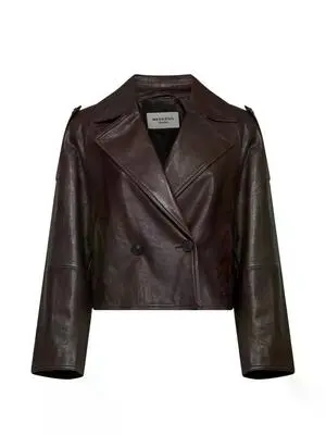 Max Mara Double-breasted Leather Jacket - Brown