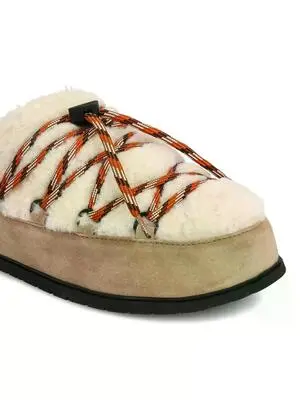 Prada Shearling Lace-up Mules