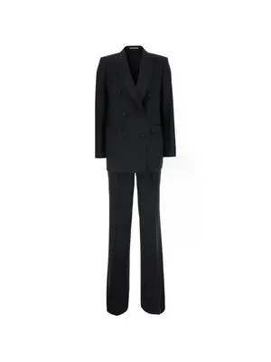 Tagliatore Double-breasted Peaked-lapel Suit - Black