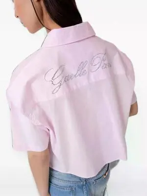 GAELLE PARIS Crystal-embellished Cropped Shirt