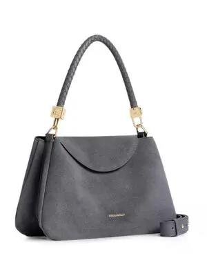 COCCINELLE Tiggy Braided-handle Suede Tote Bag - Grey
