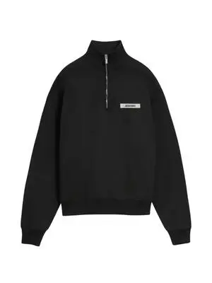 Jacquemus Logo-patch Quarter-zip Sweater - Black