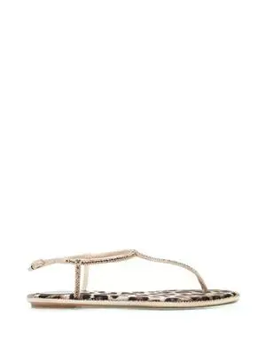 Rene Caovilla Diana Leopard-print Sandals - Neutrals