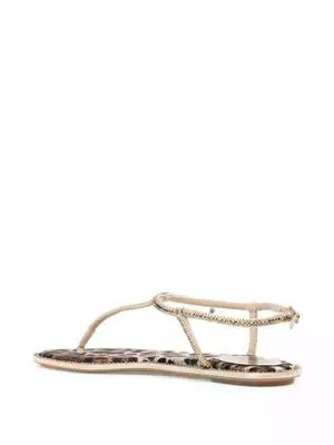 Rene Caovilla Diana Leopard-print Sandals - Neutrals