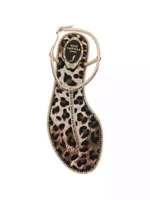 Rene Caovilla Diana Leopard-print Sandals - Neutrals