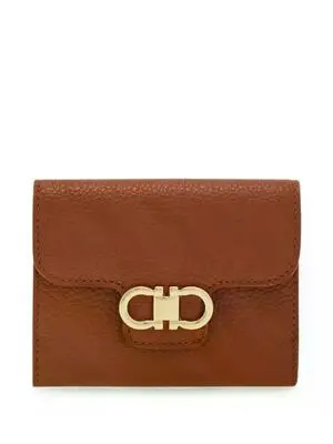 FERRAGAMO Gancini Pebbled Wallet - Brown
