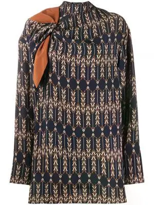 Stella McCartney Zadie Knotted High Neck Blouse - Blue