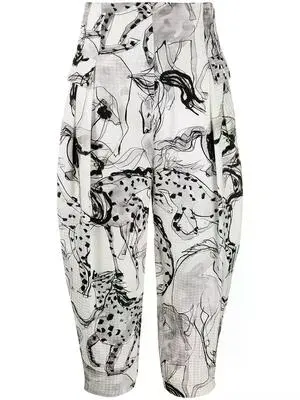 Stella McCartney Rosalinda Horse-print Tapered Trousers - Black