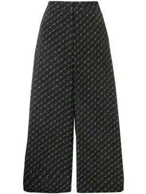 Stella McCartney Logo Wide Leg Trousers - Black