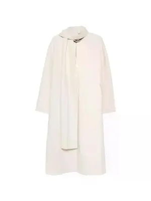 ALICIA AUDREY Scarf Detail Longline Coat - Neutrals