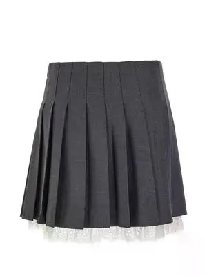 SELF-PORTRAIT Pleated Lace-trim Mini Skirt