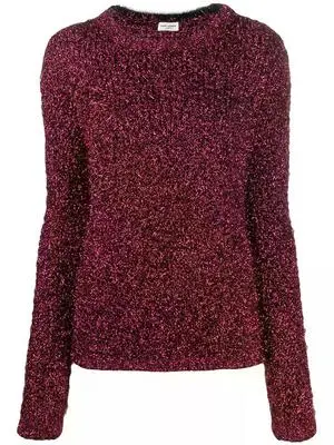 Saint Laurent Metallic Textured Jumper - Red